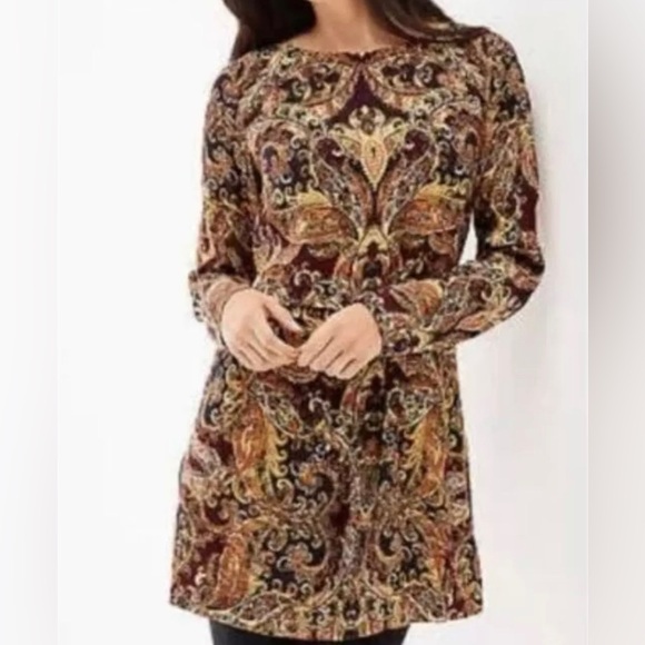 J. Jill | Tops | J Jill Top Womens Xl Red Yellow Paisley Rayon Tunic ...